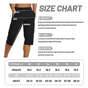 TACVASEN Capri Pants for Men Black Cargo Shorts Men Outdoor Quick Dry Shorts for Men Water-Resistant Workout Shorts with Zipper Pockets