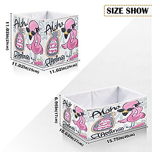 Kigai Cute Flamingo Cube Storage Bins - 11x11x11 In Large Foldable Storage Basket Fabric Storage Baskes Organizer for Toys, Books, Shelves, Closet, Home Decor