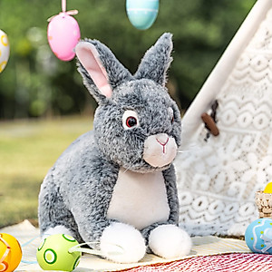 Lazada Easter Bunny Toy Stuffed Animal Realistic Rabbit Plush Toy Gray 9.5"