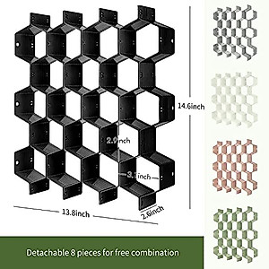 Kocuos Honeycomb Separator Adjustable Drawer Organizer Divider for Underwear Belt-Scarf Socks Organizer (Black)