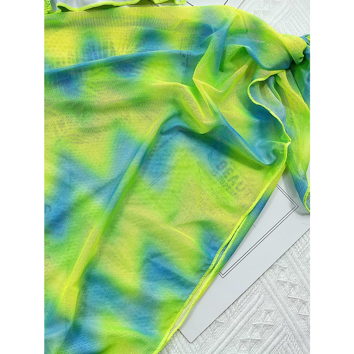 SOLY HUX Bikini Sets for Women Sexy Halter Triangle Bikini Bathing Suit with Beach Skirt 3 Piece Swimsuits Multicoloured Print M