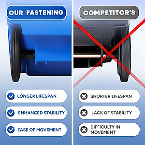 PLASTIC PRINCE 50-Gallon Recycle Rollout Trash Can with Lid, Commercial Heavy-Duty Whelled Outdoor Garbage Can, Blue