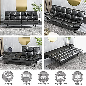 FONTOI Futon Sofa Bed Memory Foam Couch Sleeper Daybed Foldable Convertible Loveseat, Black