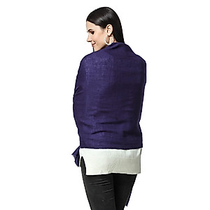 PASHWRAP Cashmere Wrap Handwoven in Kashmir - Luxurious large Cashmere Scarf for Women Lightweight(Navy)