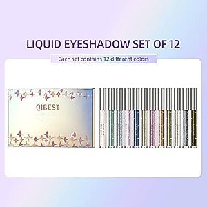 BestLand 12 Colors Liquid Glitter Eyeshadow Set, Multi-dimensional Metallic Glitter Shimmer Smokey Eye Looks Waterproof Long Lasting Quick-Drying Sparkling Eye Shadow Makeup Kits (Color A)