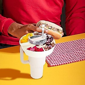 DMTINTA Snack Bowl for Stanley 40 oz Tumbler with Handle, Tumbler Snack Tray Compatible with Stanley Cup 40 oz with Handle, Reusable Snack Ring for Stanley Cup Accessories White