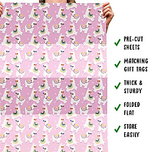 CENTRAL 23 - Llama Wrapping Paper - 6 Gift Wrap Sheets - Sassy Llamas - Pink - Birthday Wrap for Women Her Girls Teenagers