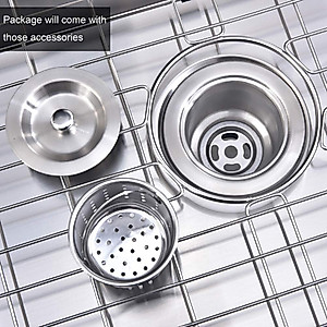 VALISY 25 x 22 x 9 Inch Drop In Topmount Stainless Steel Brushed Nickel Single Bowl Kitchen Sink Extra-thick 16 Gauge, RV Kitchen Sink with Dish Grid and Basket Strainer