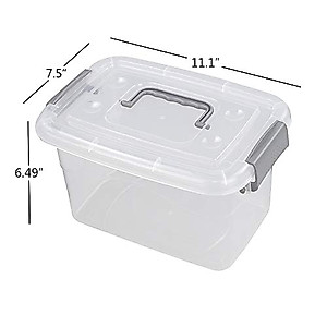 Leendines 6 Quart Small Storage Bin, 6 Packs Plastic Storage Box with Lid