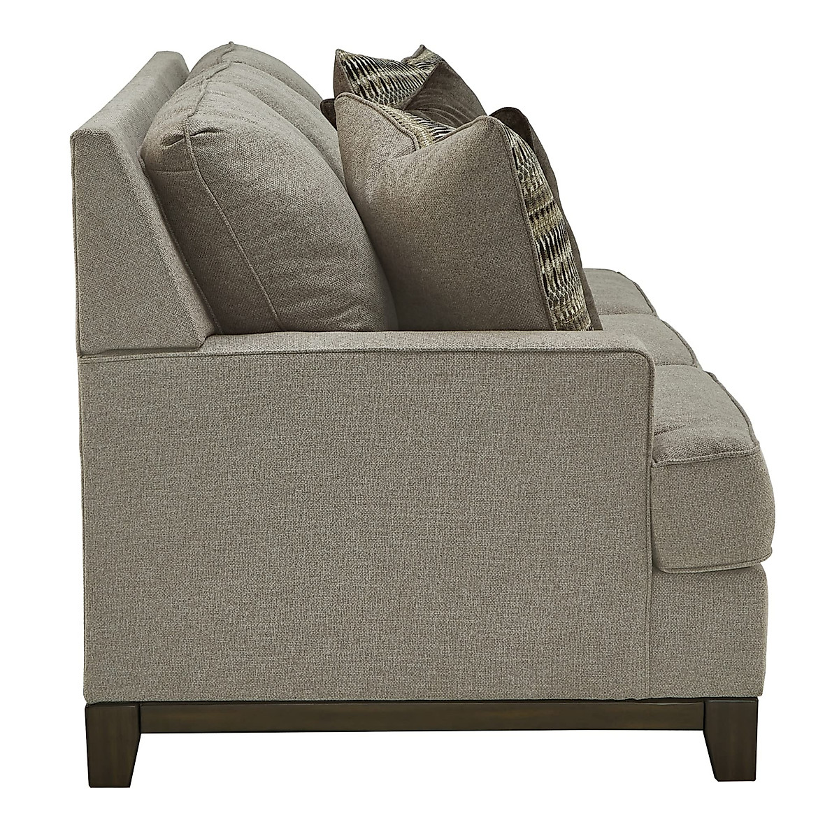 Signature Design by Ashley Kaywood Modern Sofa with 4 Throw Pillows, Brownish Gray