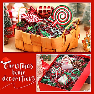 Knitgrip 2lb Christmas Basket Stuffers Metallic Red Green Crinkle Cut Paper Shred Filler Christmas Crinkle Paper Merry Christmas Tree Snowflake Elk Confetti Christmas Packaging Raffia Stuffers