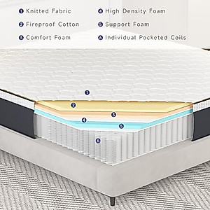 Z-hom Queen Mattress, 10 Inch Upgrade Cooling Memory Foam Mattress in a Box, Sturdy Memory Foam Mattress, Base Foam with Removable Cover, Medium Firm Fiberglass-Free, Grey