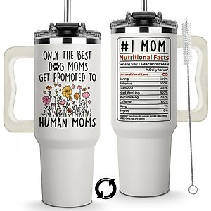 FROOBLEQUIRK Promoted to Human Mom 40oz Tumbler - Pregnancy Gift for Dog Owners, Expecting Mothers, and New Parents