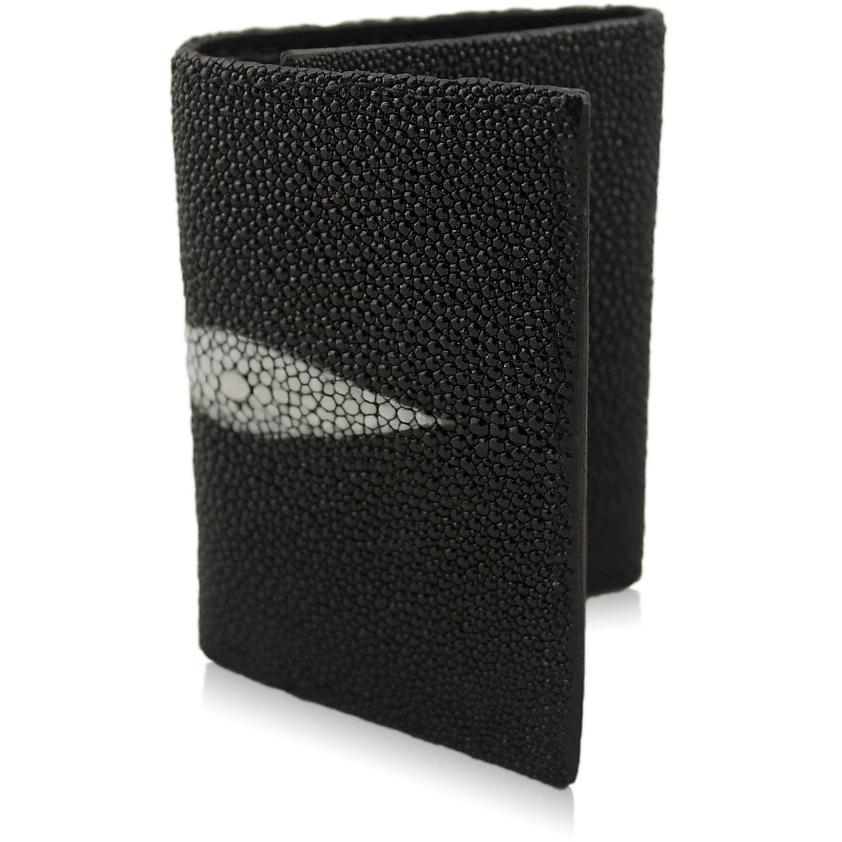 Black Genuine Stingray Skin Trifold 9 Card Leather Handmade Wallet