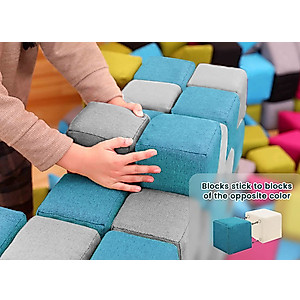 nets Tribe Magnetic Soft Building Blocks for Kids, Magnetic Blocks, Big Blocks, Educational Toys, Incredibly Fun Building Block for Children (Blue+Gray)
