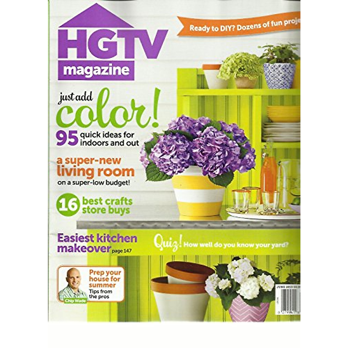 HGTV MAGAZINE, JUNE, 2013 (READY TO DIY ? DOZENS OF FUN PROJECTS) JUST ADD COLOR!