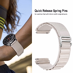 MroTech 22mm Nylon Band Compatible With Samsung Galaxy Watch 46mm (2019)/Watch 3 45mm/Gear S3 Frontier Band Replacement for GT/GT2/2e/GT3/GT4 Pro 46mm Strap for Men Women Alpine Starlight Beige