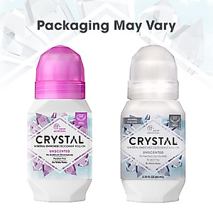 CRYSTAL Deodorant - Mineral Roll on Vegan Deodorant for Women and Men, Unscented - 2.25 fl. oz. (3 Pack) (Packaging May Vary)