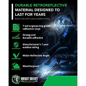 Bright Knight Reflective Flame Stickers, 4 Pcs Blue Reflective Car Sticker Decal with 3M Retro-Reflective Vinyl, Self-Adhesive Outdoor Waterproof Safety Flame Decals for Trucks, Cars, and Helmets