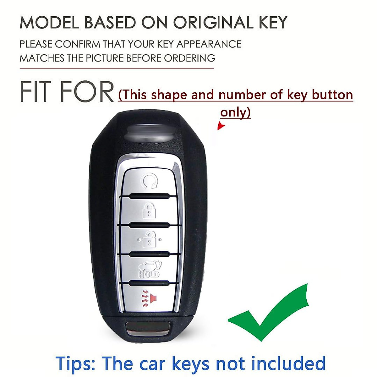 SANRILY Luminous Smart Key Fob Cover Case Fit for Infiniti QX60 QX50 2022 Q50 Q60 2023 QX55 Keyless with Keychain Black