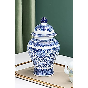 GaLouRo Blue and White Ginger Jars for Home Décor,Small Chinoiserie Porcelain, Good Ideal for Room, Office Decoration,9.8" H