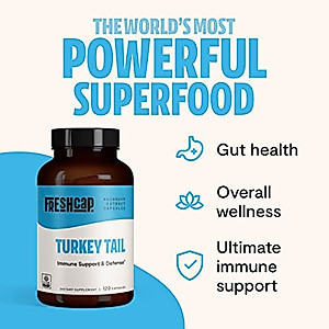 FreshCap Turkey Tail Mushroom Supplements for Immune & Digestive Health (120 Capsules)