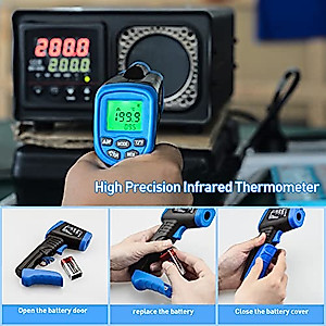 Infrared Thermometer Digital Laser Thermometer RQ-981C, Non-Contact Digital Infrared Thermometer from -50℃ to 550℃(-58 to1022℉) Come with LCD Back-Light, Data Hold for Industrial (Not for Human)