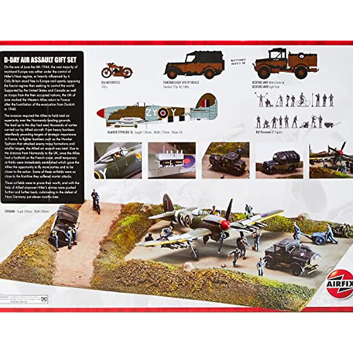 Airfix D-Day Air Assault 1:72 WWII Military Diorama Plastic Model Gift Set A50157A, Multi