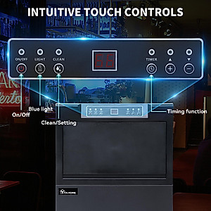 YITAHOME 2 Way Water Inlet Commercial Ice Maker Machine 100LBS/24H with 33LBS Storage Bin, Under Counter Ice Machine Freestanding Ice Maker with Stainless Steel Ice Scoop, Ice Bucket