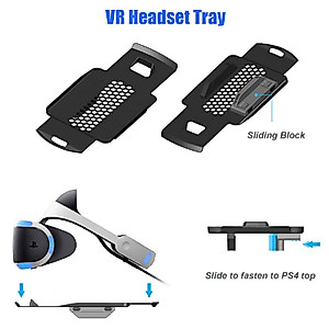 PS4 Stand Vertical Display Stand Charger for PlayStation PS VR Headset, PS4, Pro, Slim Console, DualShock 4 & Move Motion Controller