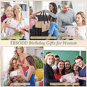 TRSODD Christmas Gifts for Women, Gifts for Women, Gifts for Mom, Mom Gifts, Christmas Gifts for Mom, Ju-te Straw Tote Bag with Shoulder Strap and Makeup Bag S