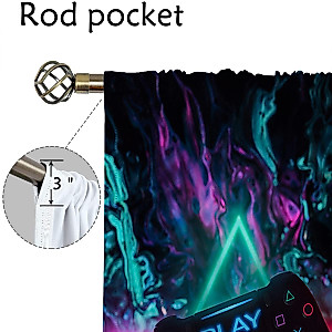 GY Gamepad Gamer Curtains, Thermal Insulated Printed Video Games Controller Curtains with Rod Pocket - 52x63 Inch