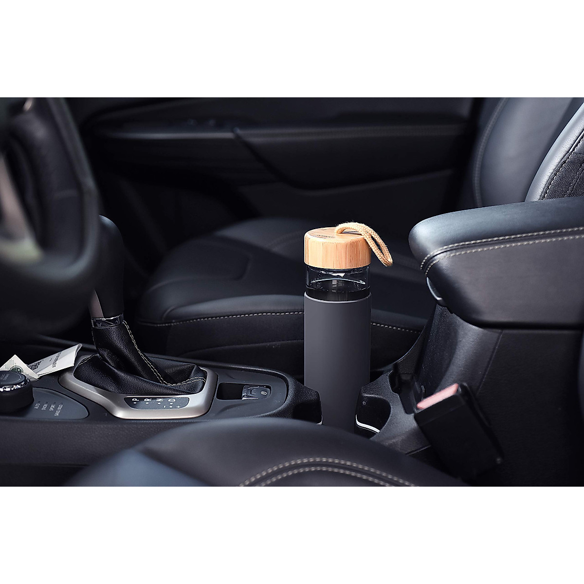 Yomious 20 Oz Borosilicate Glass Water Bottle with Bamboo Lid and Silicone Sleeve – Reusable BPA Free – Cute Drinking Bottle for Women - Shaker Bottle