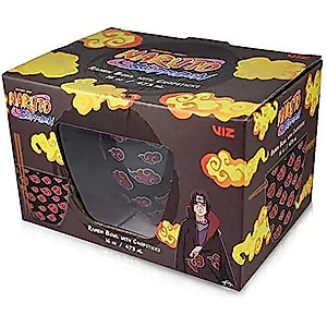 JUST FUNKY Naruto Shippuden Ramen Bowl with Chopsticks | 16 oz Ceramic Soup Mug | Featuring TheIconic Akatsuki Cloud Symbol | Anime Chopsticks | Kitchen Deco | Officially Licensed