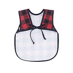 BapronBaby Red Buffalo Plaid Bapron - No Neck Tie Safer Bib for Baby & Toddler - Soft Waterproof Stain Resistant - Machine Washable - Sz Baby/Toddler 6m-3T