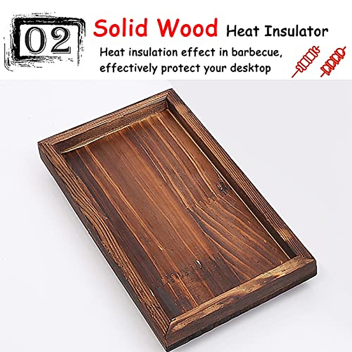 Hibachi Grill Japanese Tabletop Charcoal Grill Table Top Portable Charcoal Grill Barbecue Grill Portable Barbecue Stove with Wire Mesh Grill and Wooden Base for Home Party