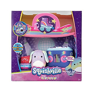 Squishville by Original Squishmallows Rock and Roller Disco Playset - Includes 2-Inch Danya The Bunny Plush, Roller Skates, DJ Booth, and Skating Rink Playscene - Toys for Kids