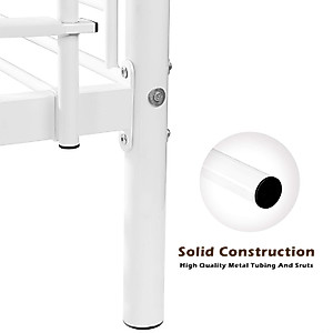 Bonnlo Bunk Bed Twin Over Twin, Metal Bunk Beds White for Girls/Boys/Adults, Anti-Slip Flat Step, No Box Spring Needed