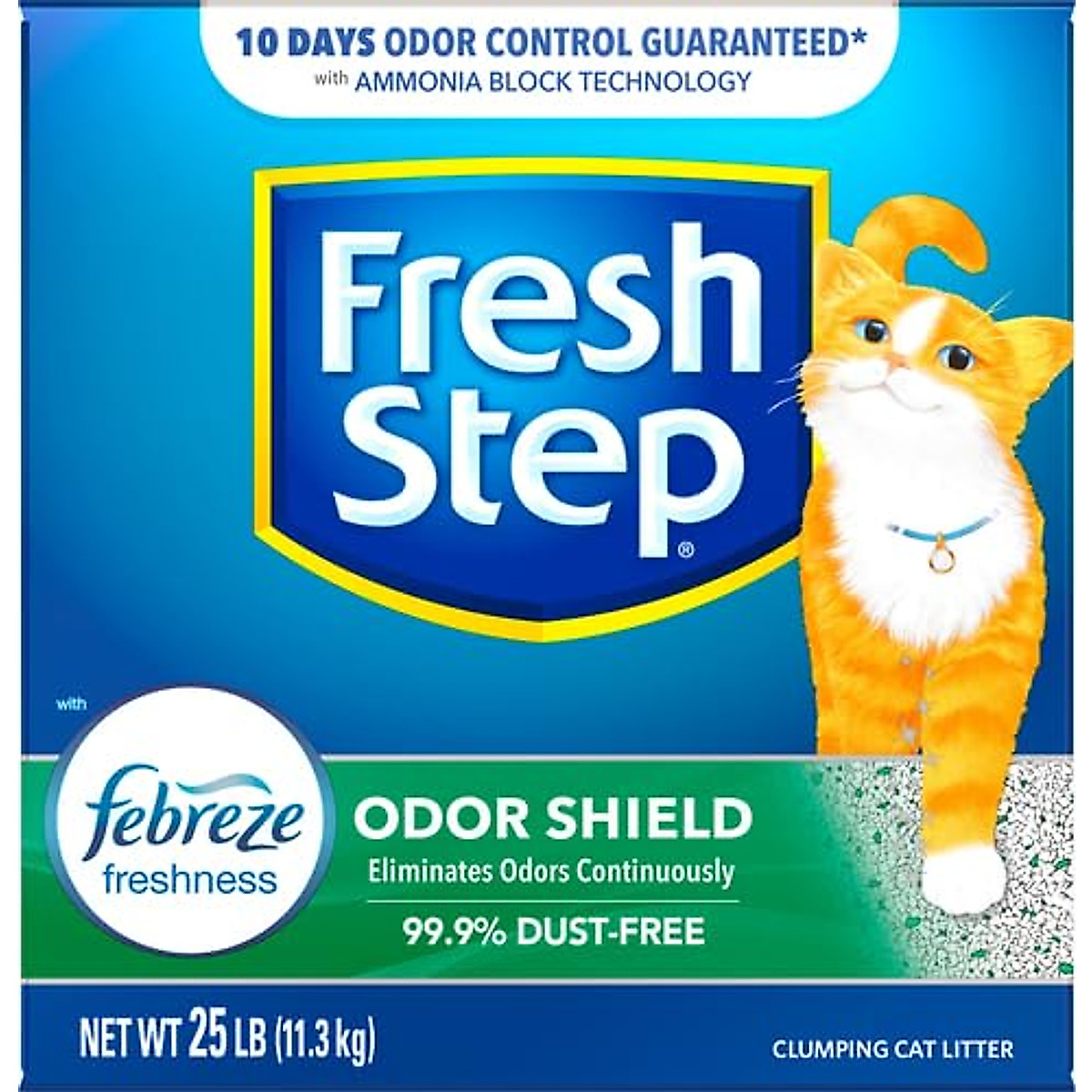 Fresh Step Odor Shield Scented Litter with the Power of Febreze, Clumping Cat Litter, 25 Pounds (Package May Vary)