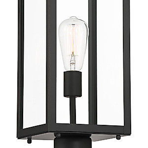 John Timberland Titan Modern Outdoor Post Light Fixture Mystic Black 21 3/4" Clear Glass Panel for Exterior Barn Deck House Porch Yard Patio Outside Garage Front Door Garden Home Roof Lawn