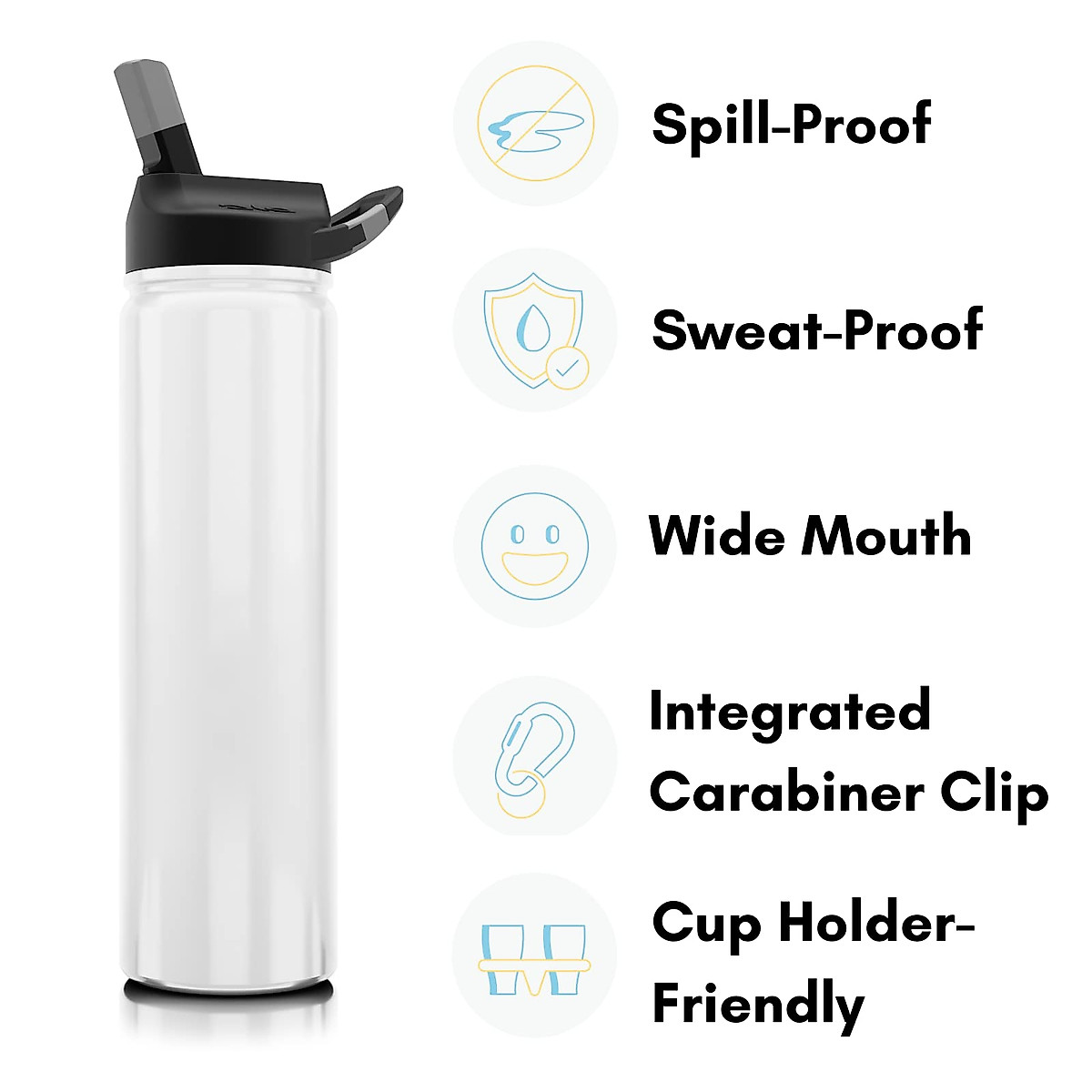 Seriously Ice Cold SIC 27oz Insulated Water Bottle Thermos, Premium Triple Layer Vacuum Stainless Steel, BPA Free Wide Mouth Lid with Carabiner Clip