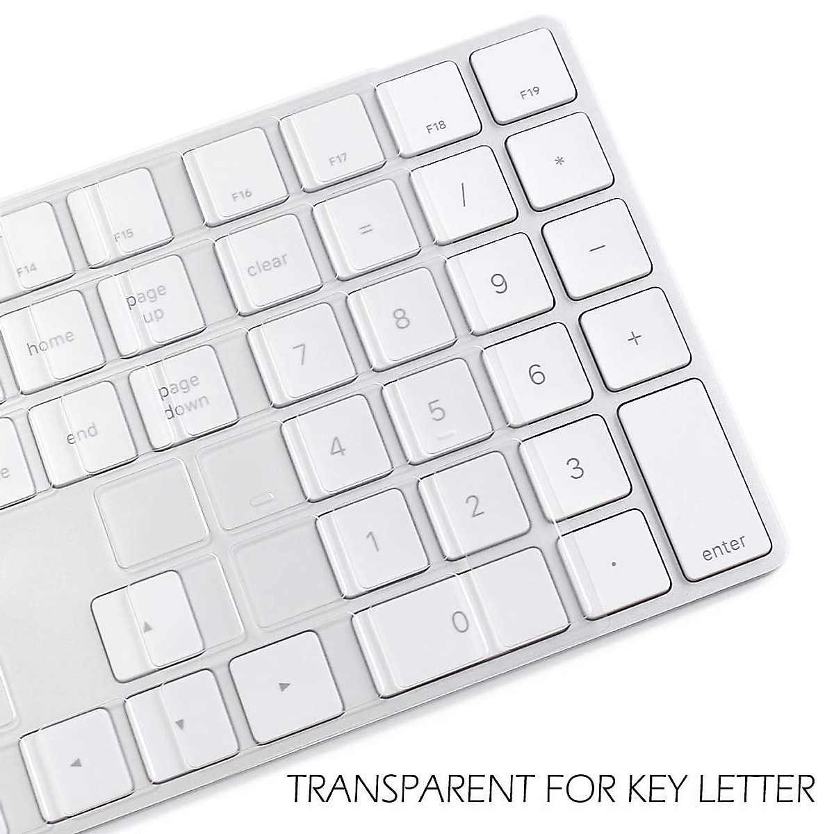 ProElife Keyboard Cover Skin for 2018-2017 Apple Magic Keyboard with Numeric Keypad A1843 US Enter MQ052LL/A Wireless Bluetooth Keyboard Ultra Thin Full Size TPU Protector, 0.13 mm, Transparent Clear