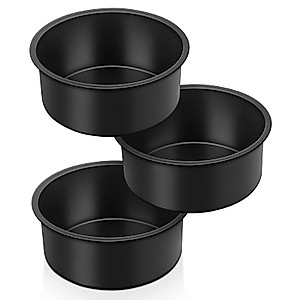 TeamFar 4inch Cake Pan Set of 3, Nonstick Mini Round Baking Cake Pan with Stainless Steel Core, for Baking Smash/Layer Cakes, Healthy & Heatproof, Release Easily & Easy Clean