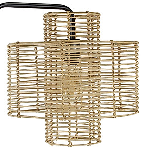 Cyndi 70" Hangover Floor Lamp with Woven Rattan Shade, Black