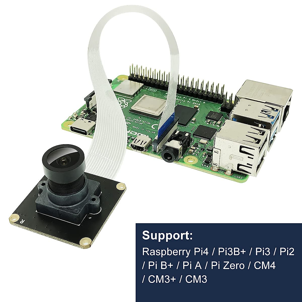 Pibiger IMX219 Camera Module with M12 FOV160 Lens for Raspberry pi, Jetson Nano, Jetson Xaiver Compatible with Raspberry pi Camera v2
