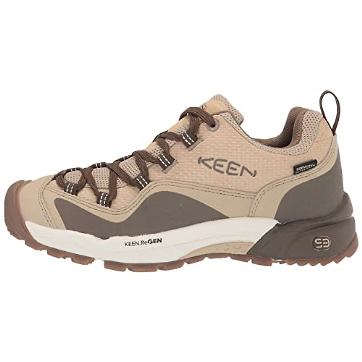 KEEN Women's Wasatch Crest Low Height Lightweight Waterproof Sneaker, Safari/Timberwolf, 7.5