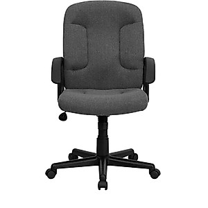Flash Furniture Garver Mid-Back Gray Fabric Executive Swivel Office Chair with Nylon Arms