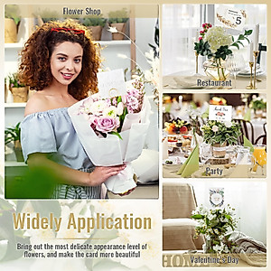 GAOHUI 40Pcs Gold Floral Picks, Metal Card Holder, 13.18 Inch Bouquet Holder for Floral Arrangements, Flower Favor Photo Holders Place Card Holder for Wedding Party