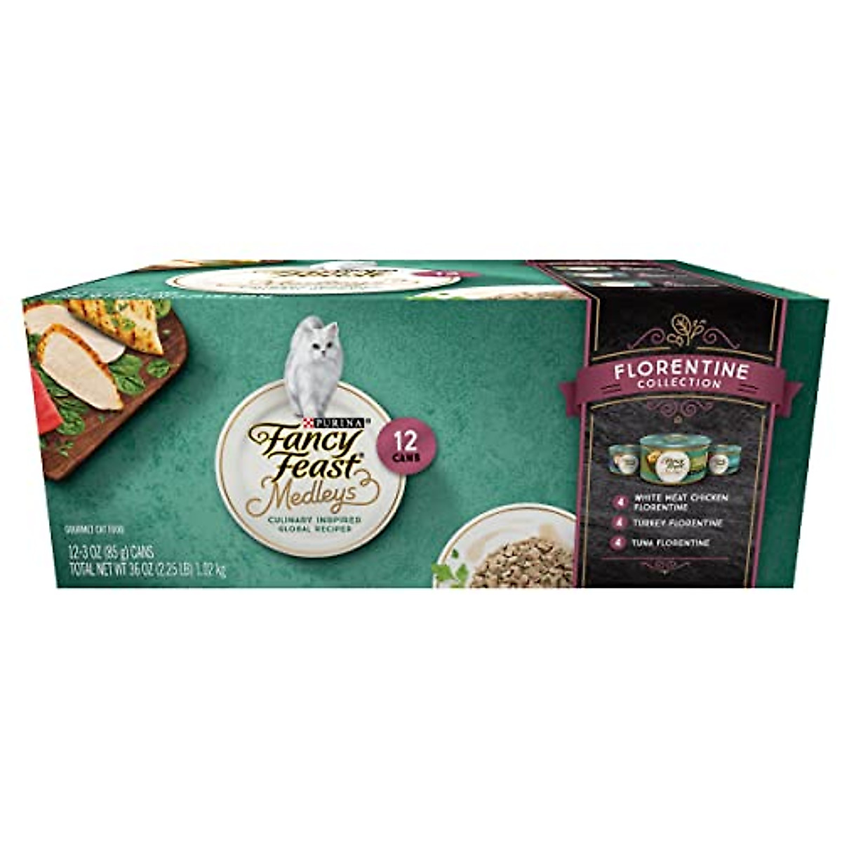 Purina Fancy Feast Wet Cat Food Medleys Florentine Wet Cat Food Variety Pack - (2 Packs of 12) 3 oz. Cans