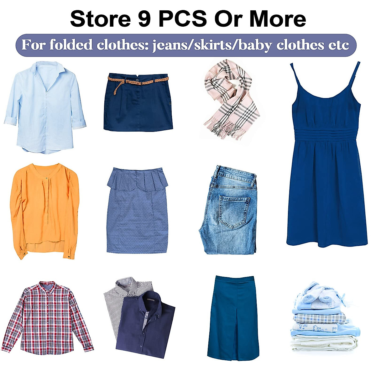 TOOVREN Wardrobe Clothes Organizer 9 Grids, Upgraded Closet Organizers and Storage Baskets, Drawer Organizers Clothing for Folded Clothes, Jeans, Pants, T-Shirt, Leggings, Dress, Sweaters (2PCS)